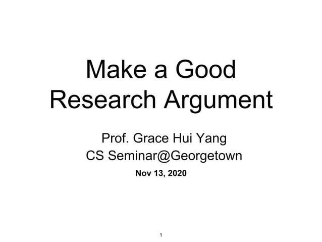 How to Make a Good Research Argument | PPT