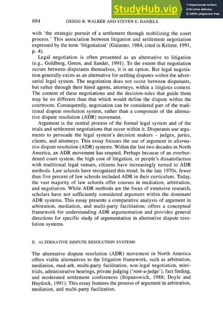 Argument And Alternative Dispute Resolution Systems | PDF