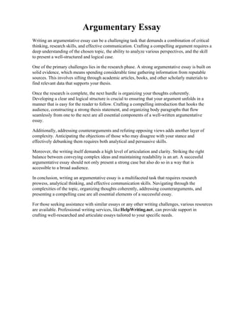Argumentary Essay | PDF