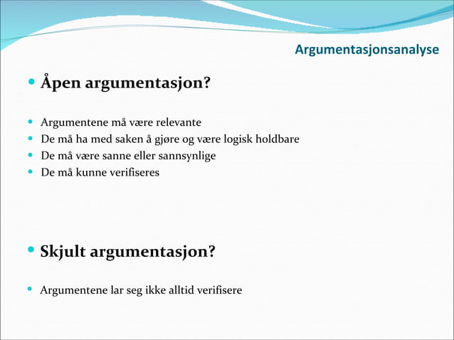 Argumentasjonsanalyse | PPT