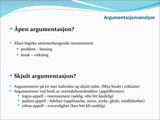 Argumentasjonsanalyse | PPT