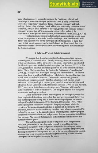 Argument As Purpose-Oriented Genre A Feminist Defense Of Argument And ...