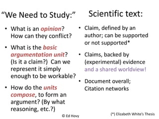 Argumentation in biology papers | PPTX