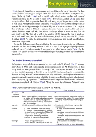 Argumentation, critical thinking, nature of science and socioscientific ...