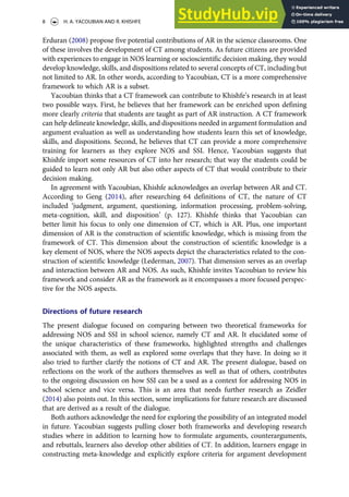 Argumentation, critical thinking, nature of science and socioscientific ...