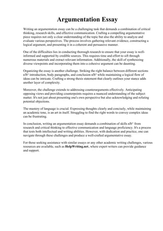 Argumentation Essay. Sample Argumentative Essay.doc
