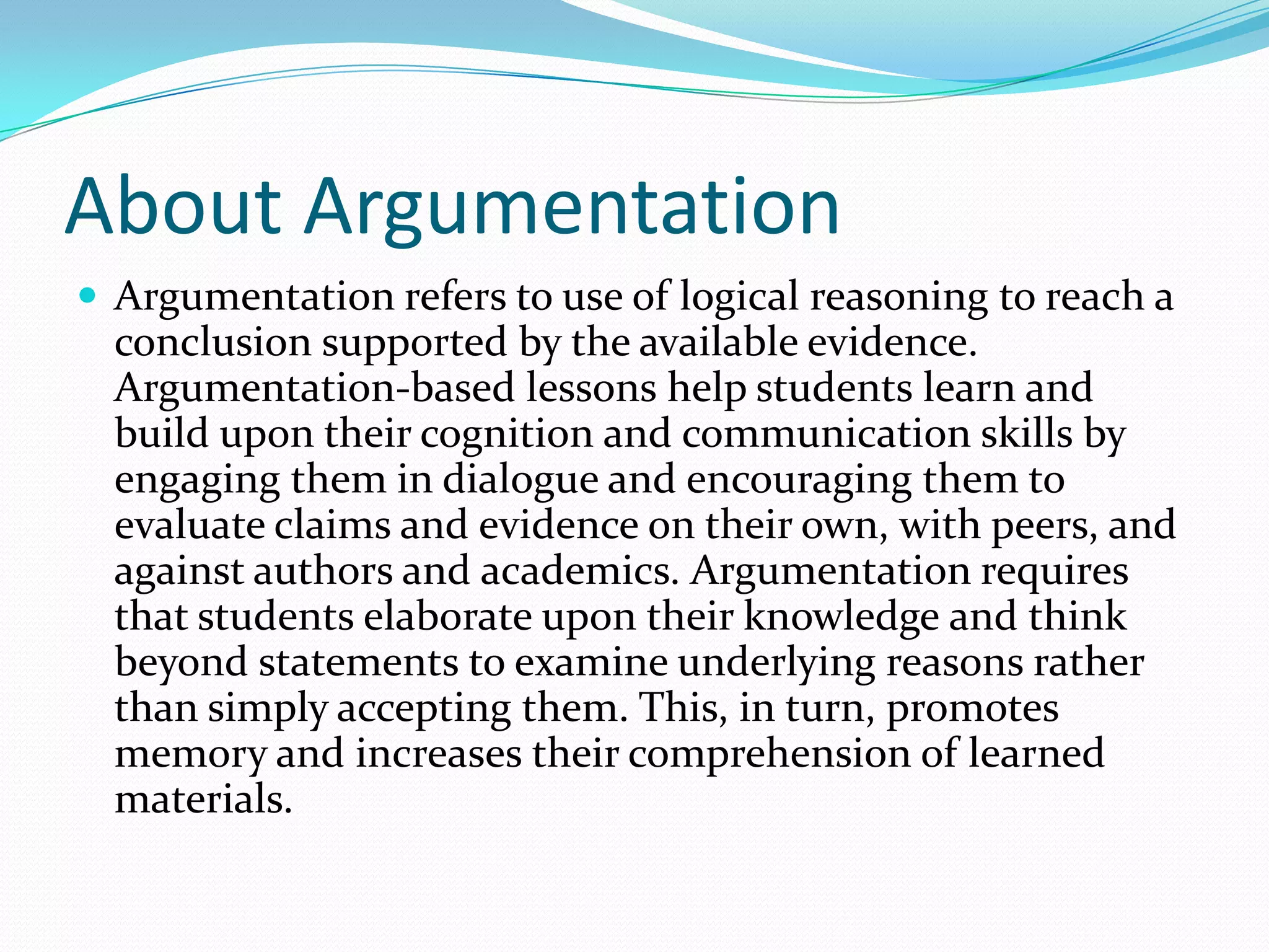 Argumentation in the Classroom | PPTX