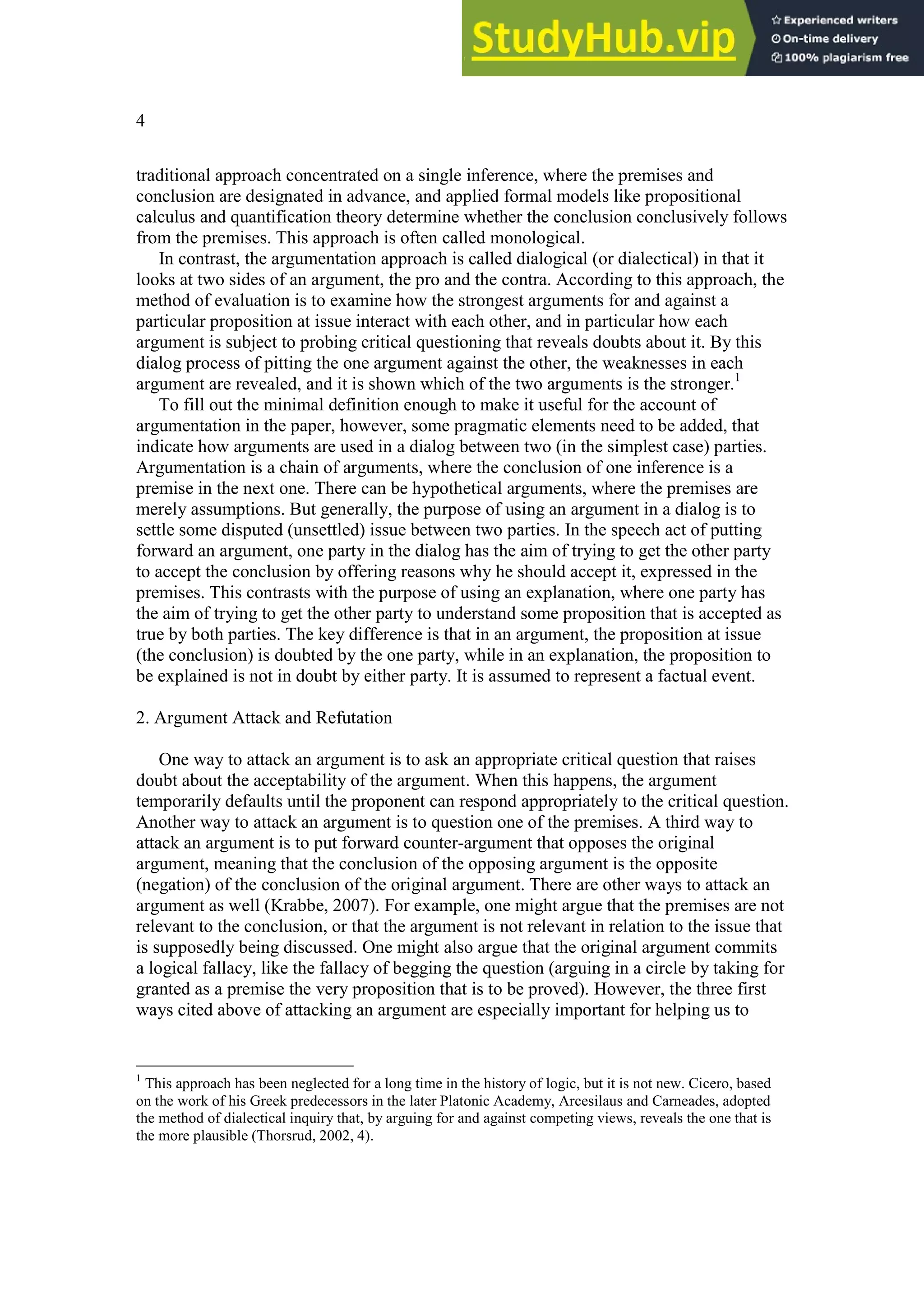 Argumentation Theory A Very Short Introduction | PDF