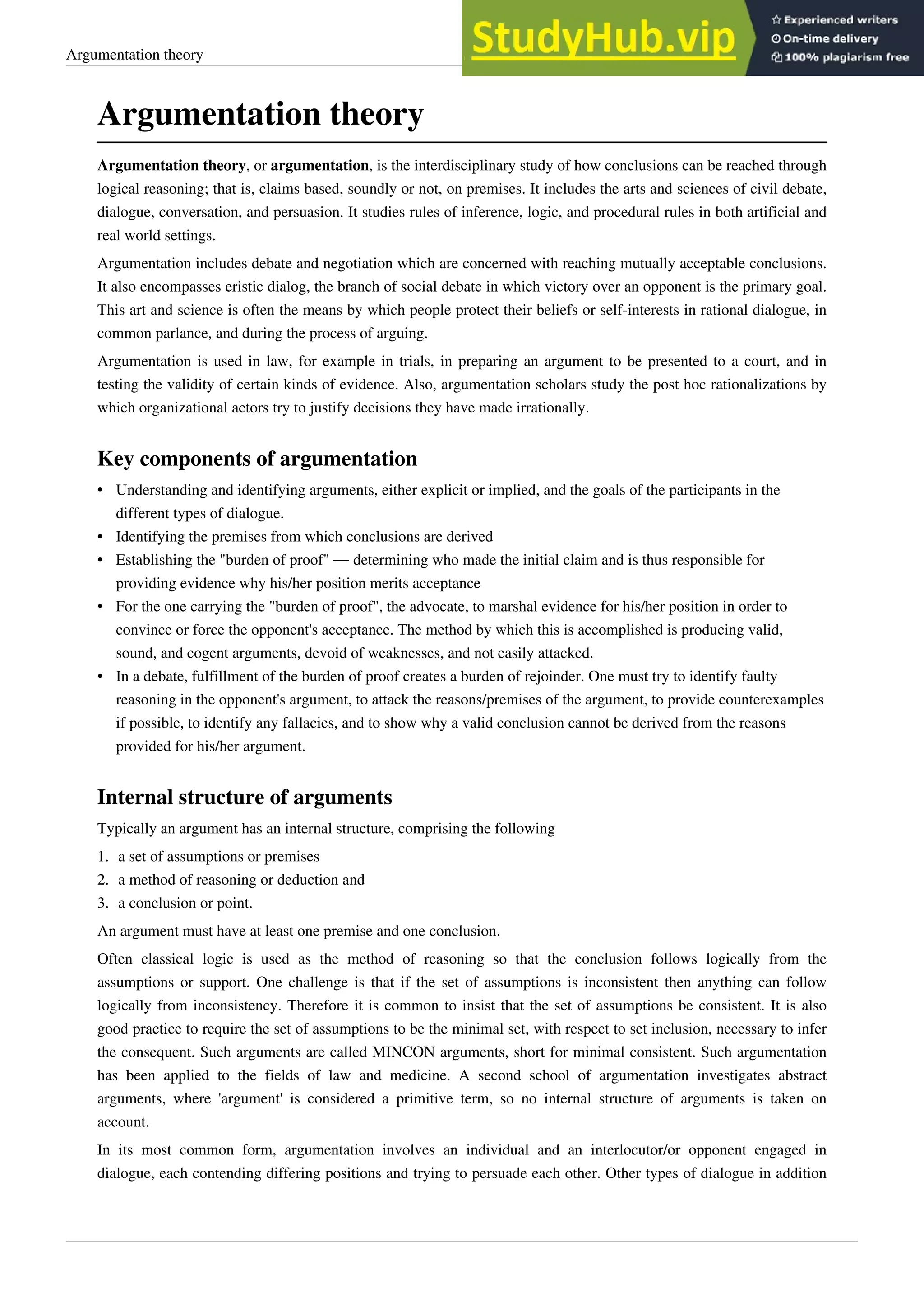 Argumentation Theory Contents Pdf Law