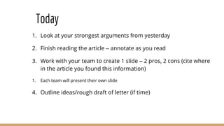 GMO argumentative essay - a letter | PPT