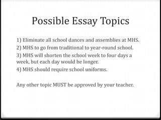 Argumentative essay | PPTX | Educational Assessment | Education