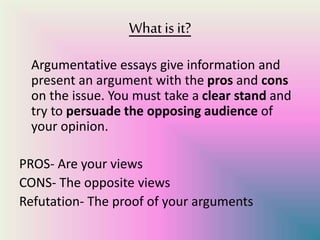 Argumentative essay | PPTX | Educational Assessment | Education