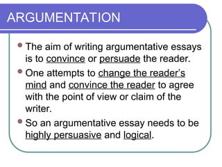 ARGUMENTATIVE ESSAY, AN EASY GUIDE...ppt