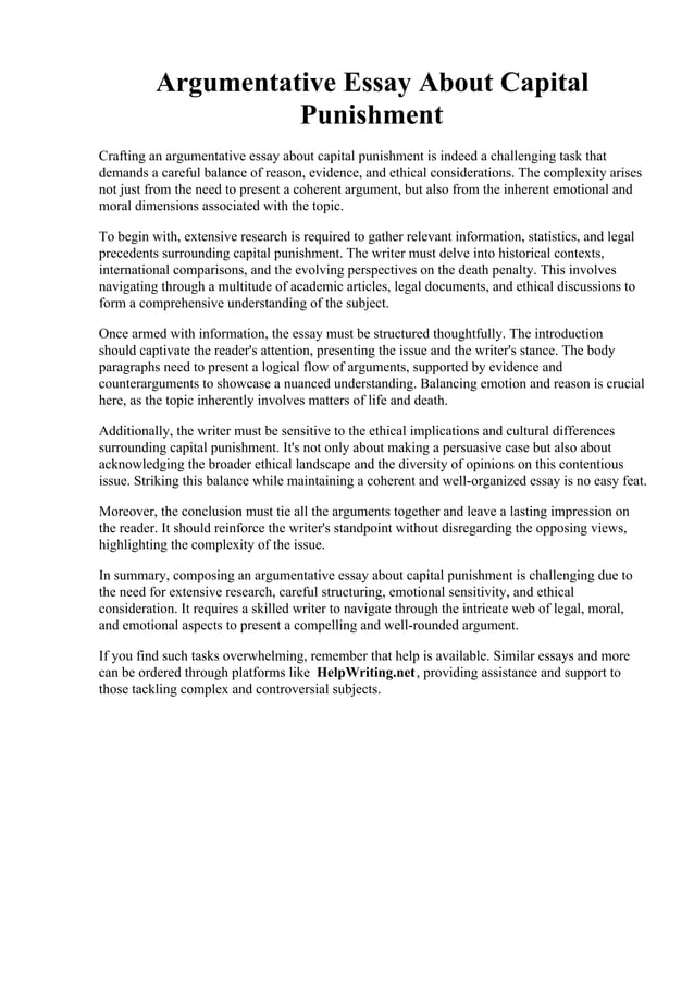 Argumentative Essay About Capital Punishment | PDF