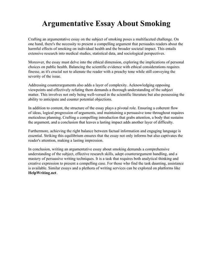 Argumentative Essay About Smoking.pdf | Hobbies & Interests