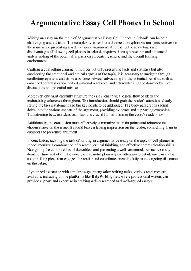 Argumentative Essay Cell Phones In School.pdf | Homework and Study ...