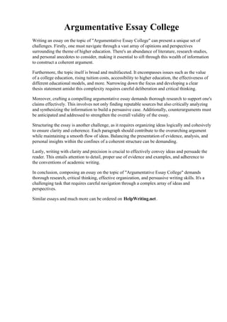 Argumentative Essay College | PDF