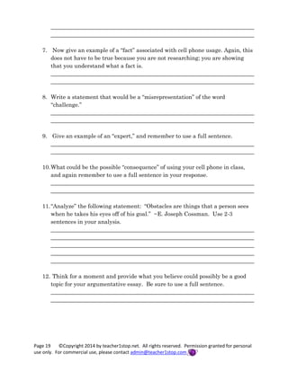 Argumentative essaycompleteinstructioncurriculumunitplan | PDF ...