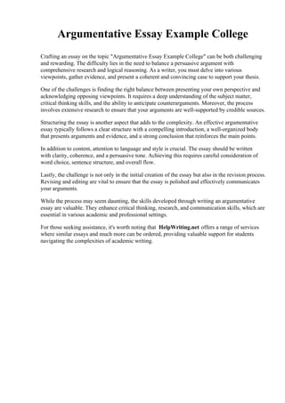 Argumentative Essay Example College | PDF