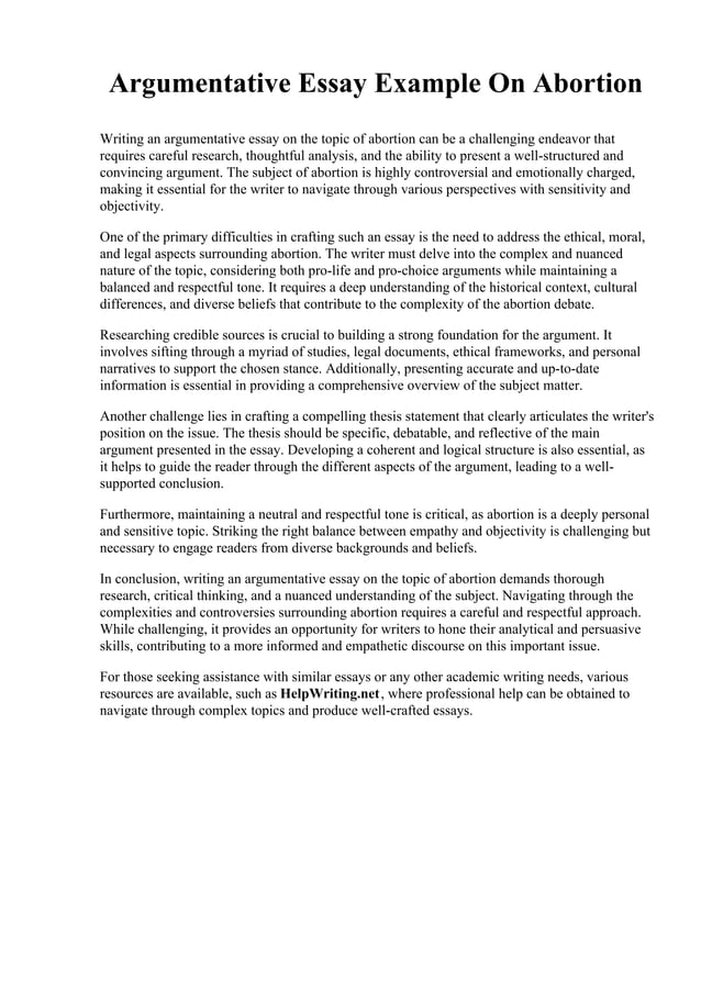 Argumentative Essay Example On Abortion.pdf