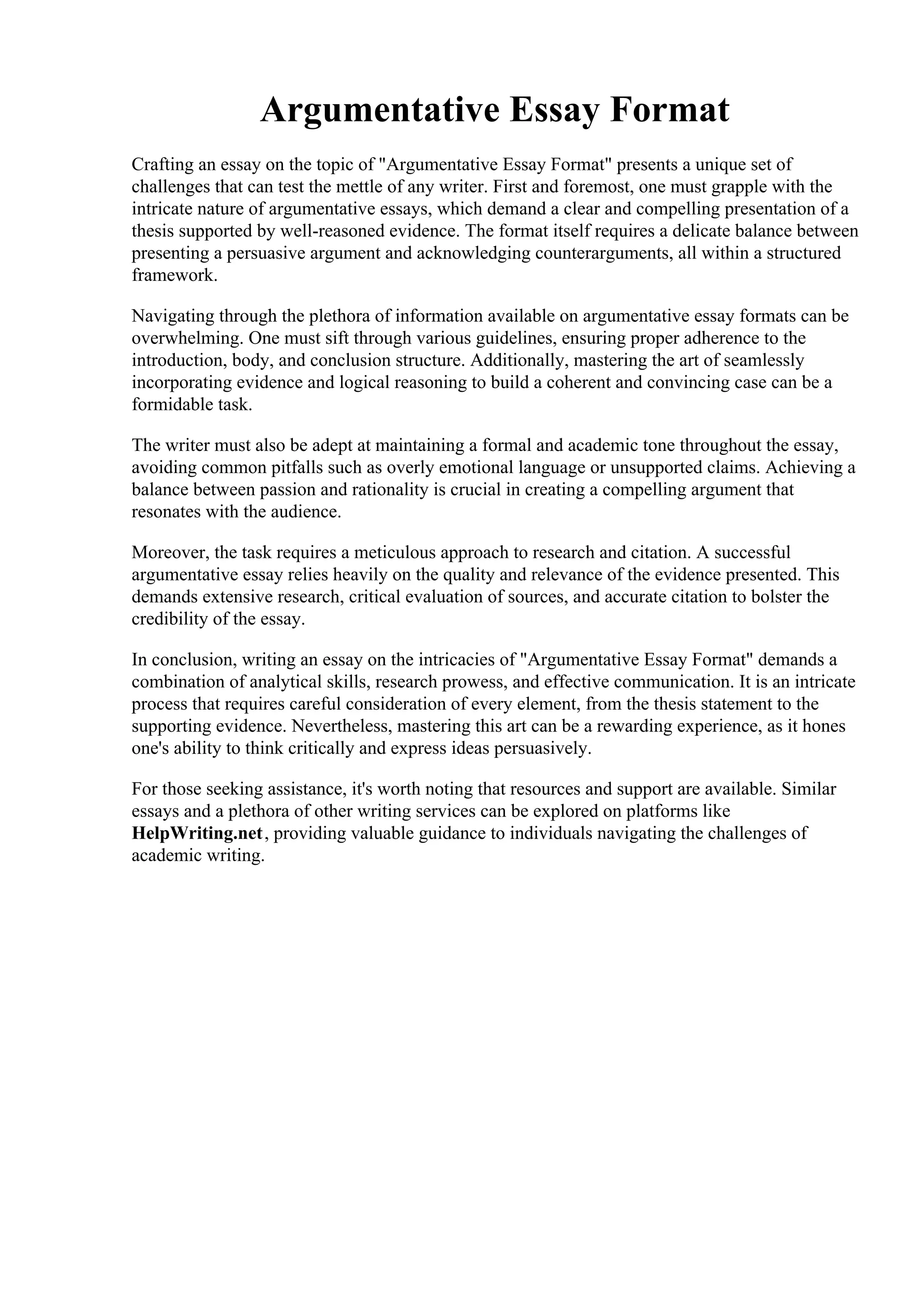 Argumentative Essay Format | PDF