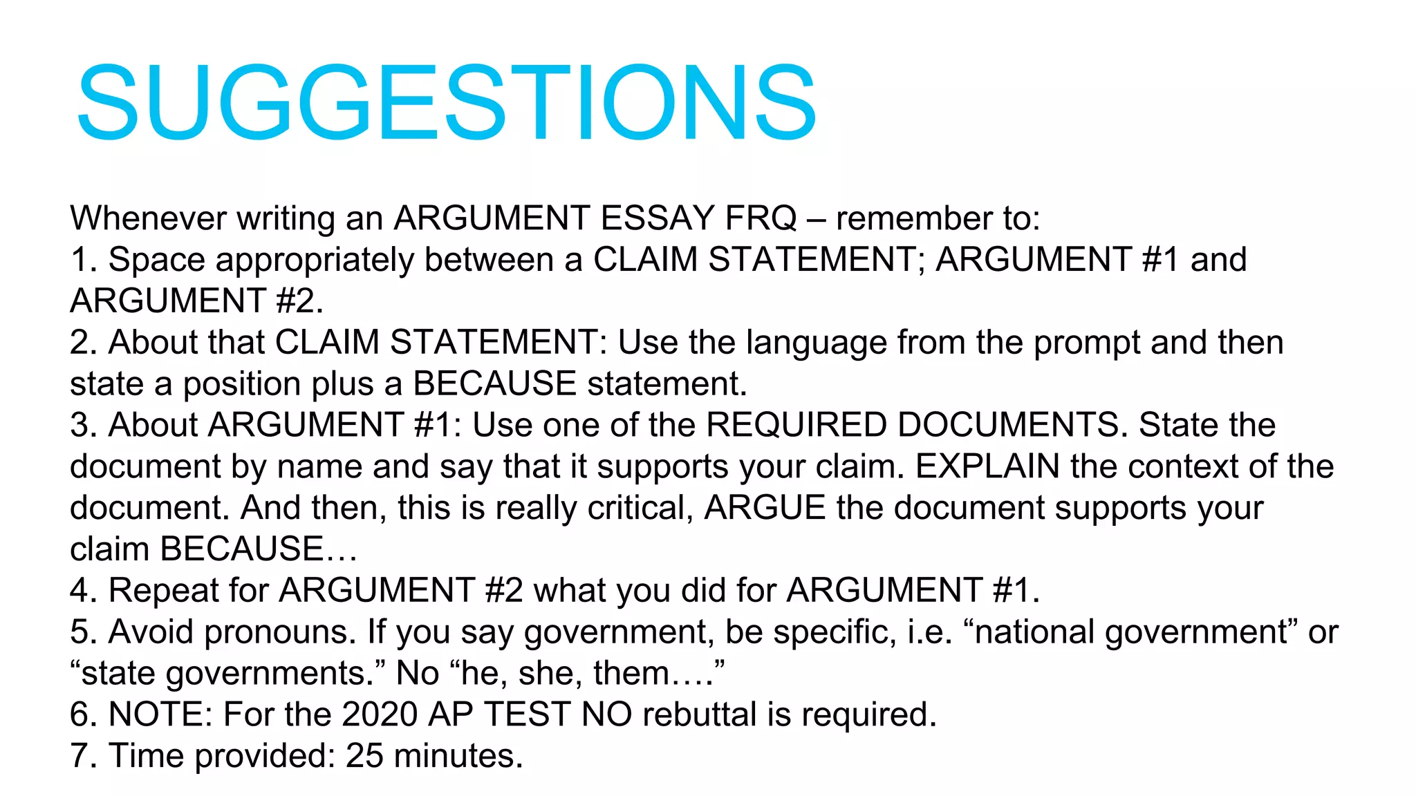 Argumentative essay frq review | PPTX