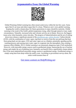 Argumentative Essay Global Warming | PDF