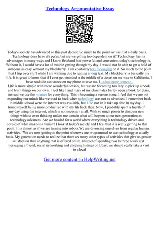 Argumentative Essay Introduction | PDF