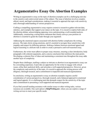 Argumentative Essay On Abortion Examples | PDF