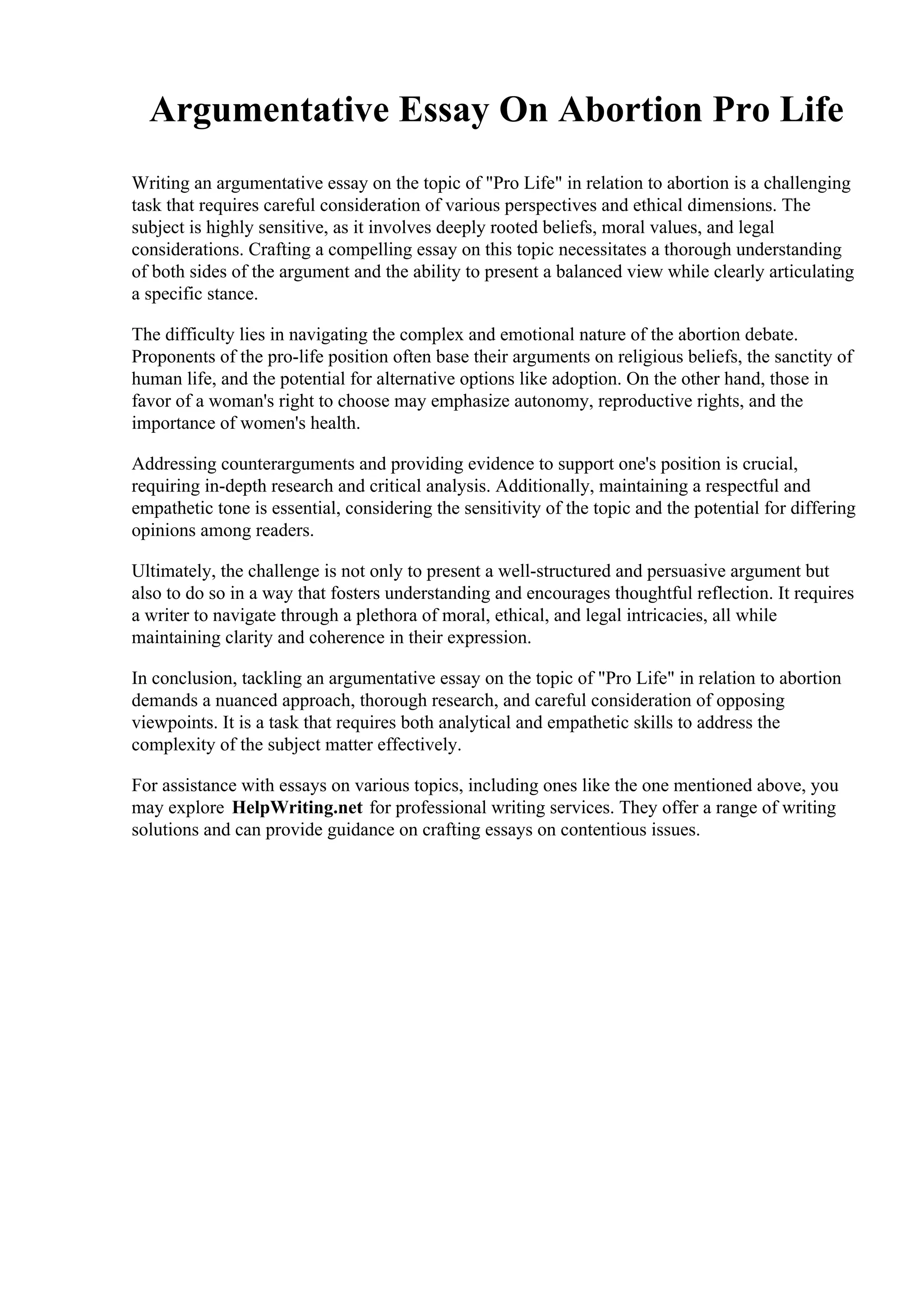 Argumentative Essay On Abortion Pro Life.pdf