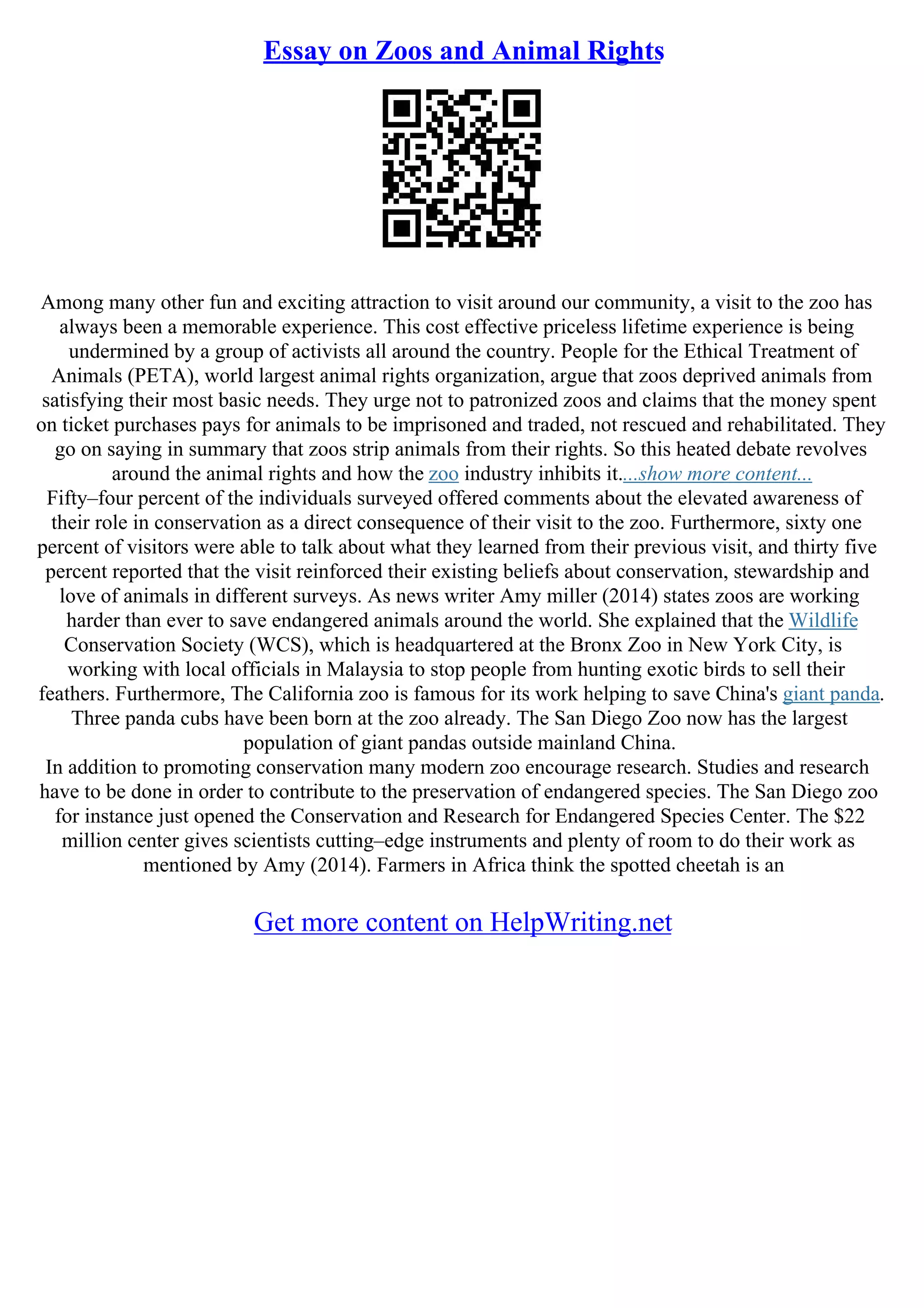 Argumentative Essay On Animal Rights | PDF