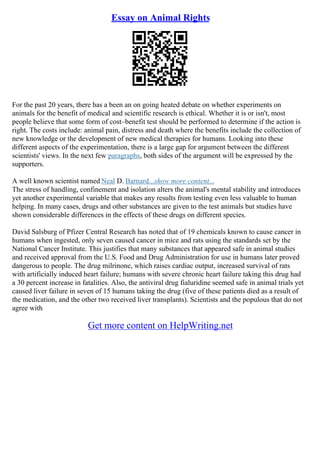 Argumentative Essay On Animal Rights | PDF