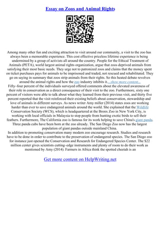 Argumentative Essay On Animal Rights | PDF