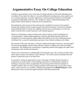 Argumentative Essay On College Education.pdfArgumentative Essay On ...