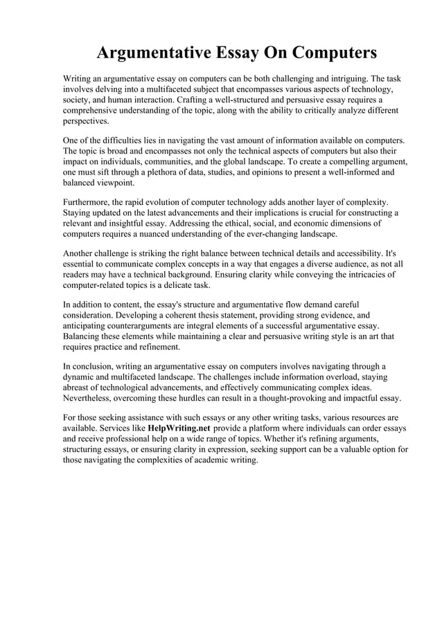 Argumentative Essay On Computers | PDF