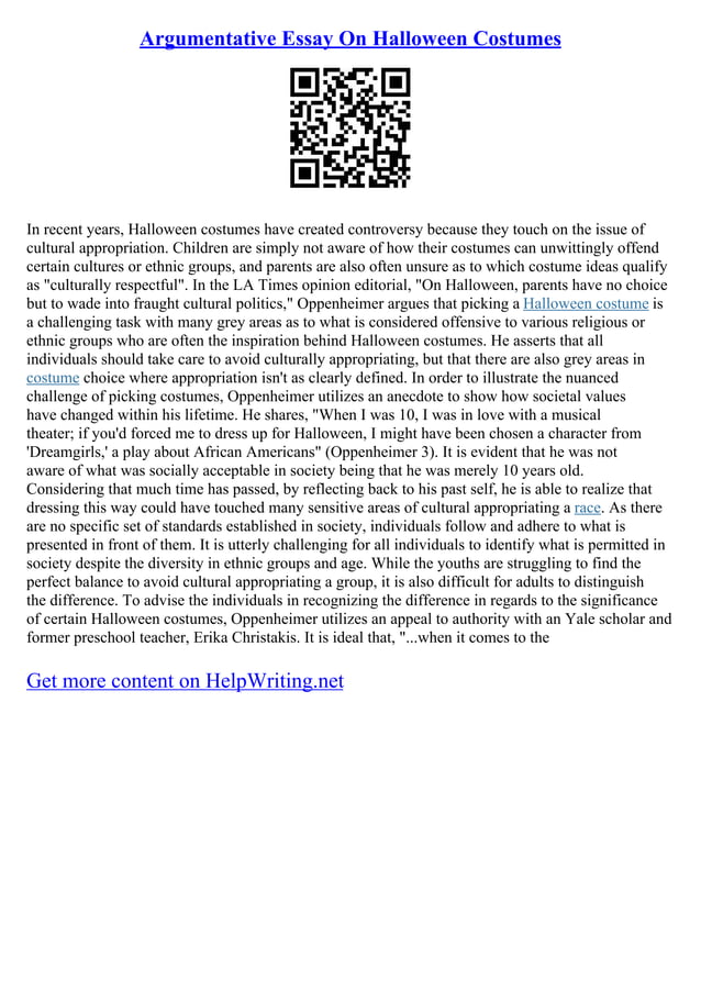 Argumentative Essay On Halloween Costumes | PDF