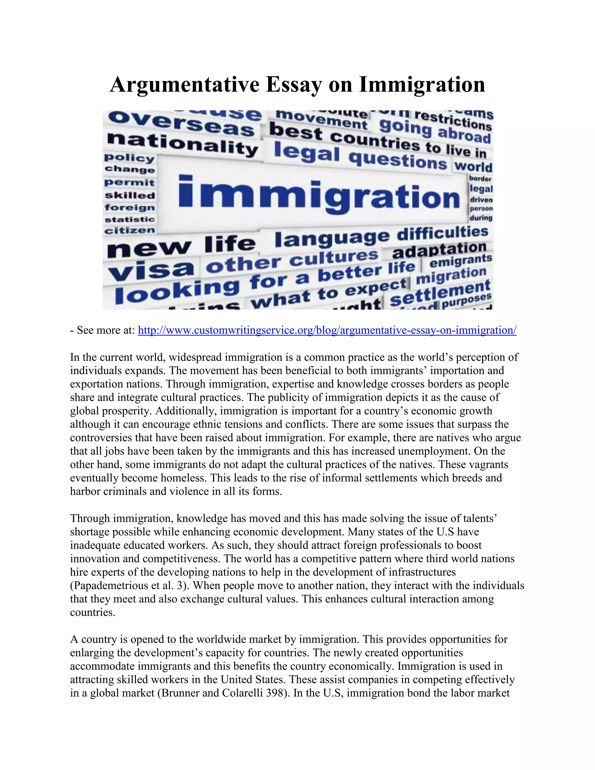 Argumentative essay on immigration | PDF