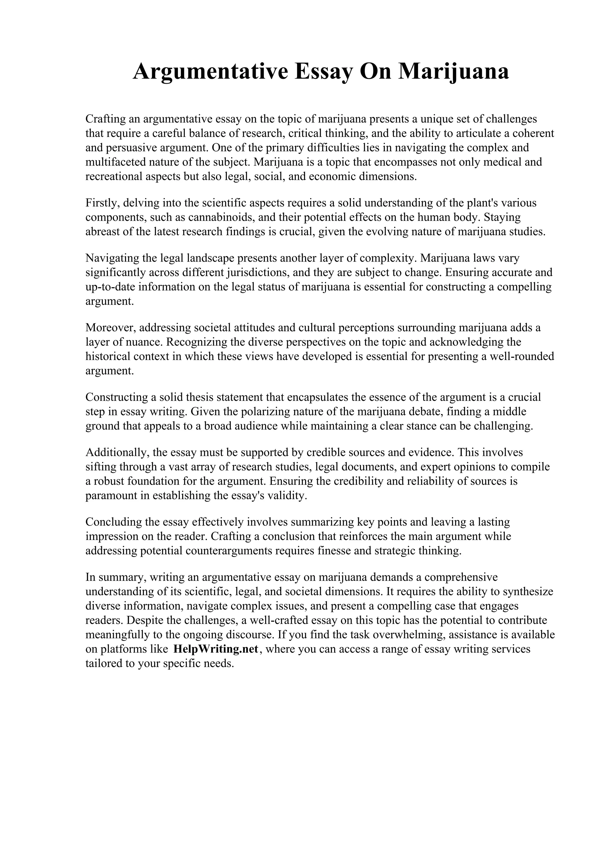 Argumentative Essay On Marijuana.pdf | Science