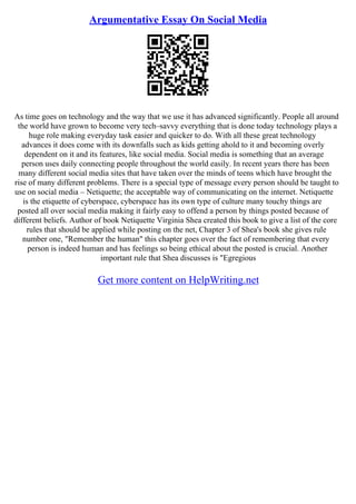 Argumentative Essay On Media | PDF