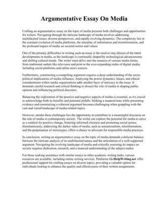 Argumentative Essay On Media. Sterling College | PDF