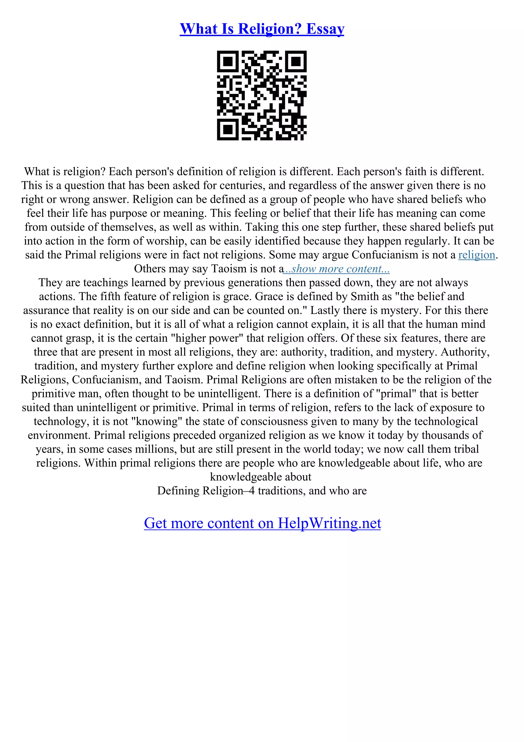 Argumentative Essay On Religion | PDF