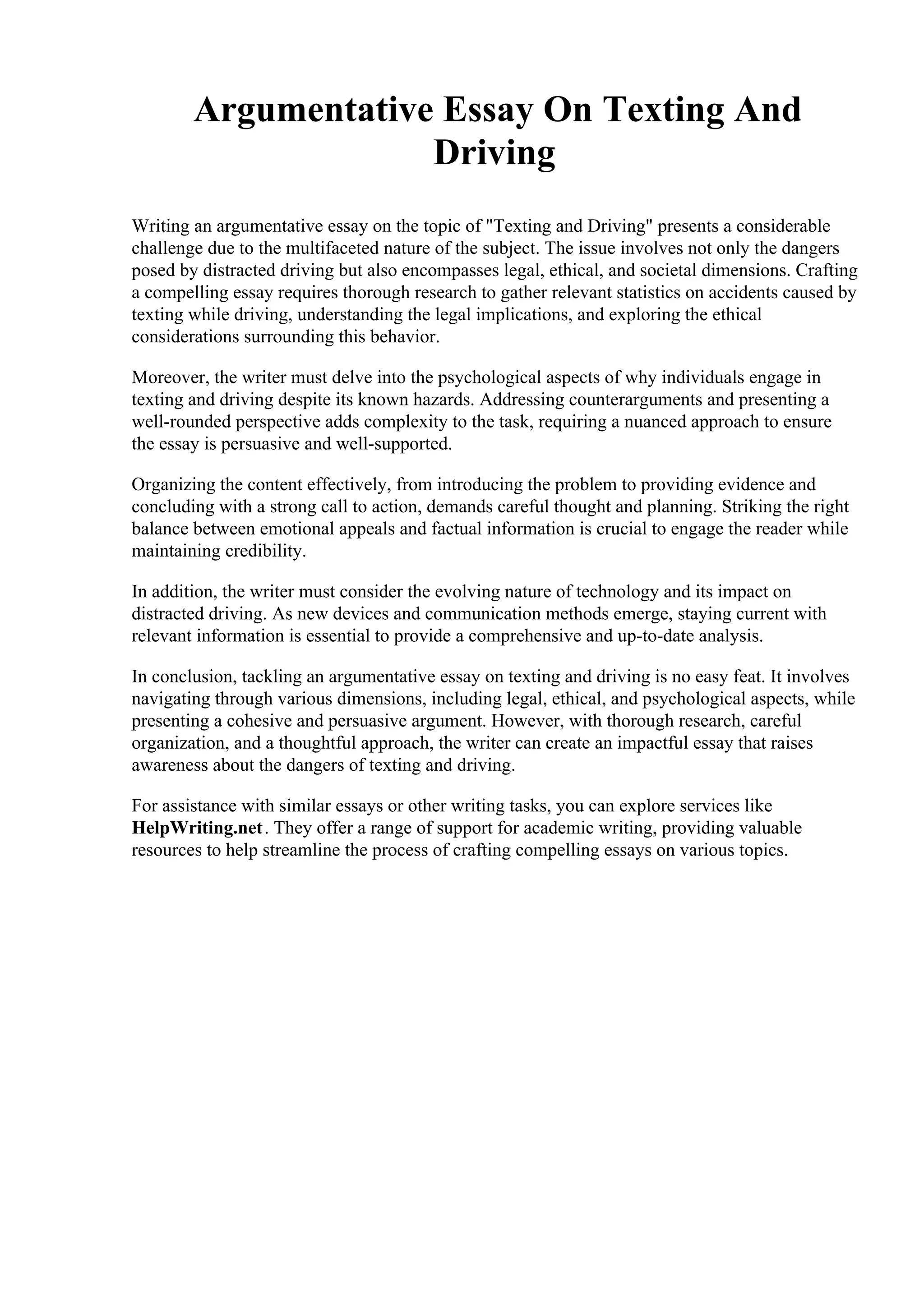 Argumentative Essay On Texting And Driving.pdf