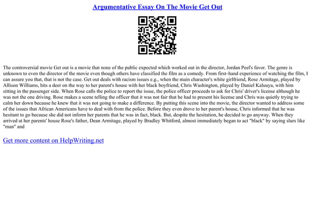 Argumentative Essay On The Movie Get Out | PPT