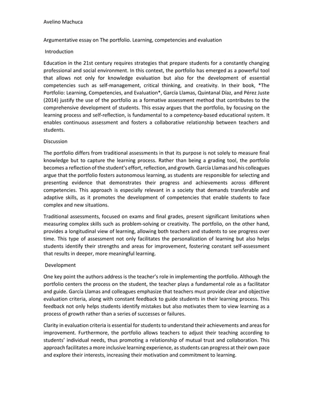 Argumentative essay on The portfolio.pdf