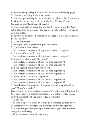 Argumentative Essay (Outline) Assignment InstructionsFor this assi.docx