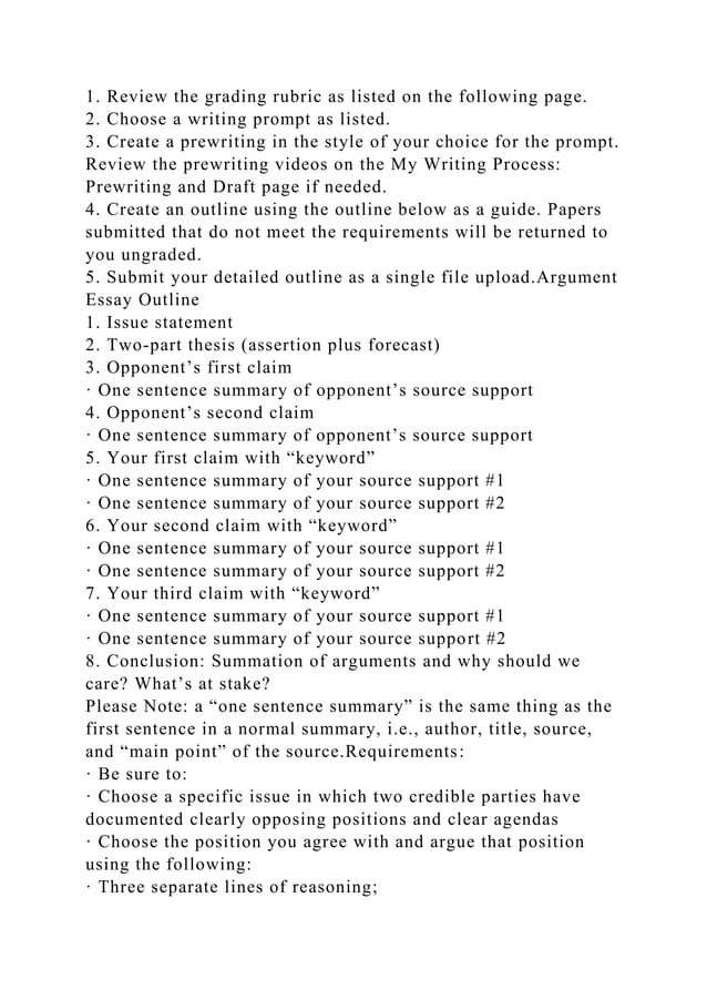 Argumentative Essay (Outline) Assignment InstructionsFor this assi.docx