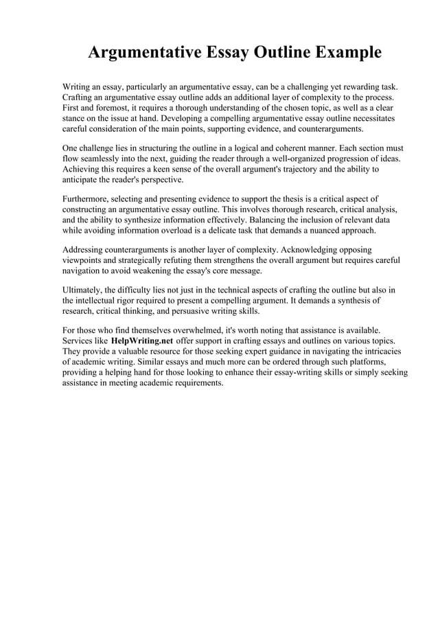 Argumentative Essay Outline Example | PDF