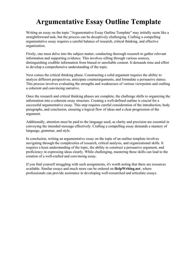 Argumentative Essay Outline Template. Example of argumentative research ...
