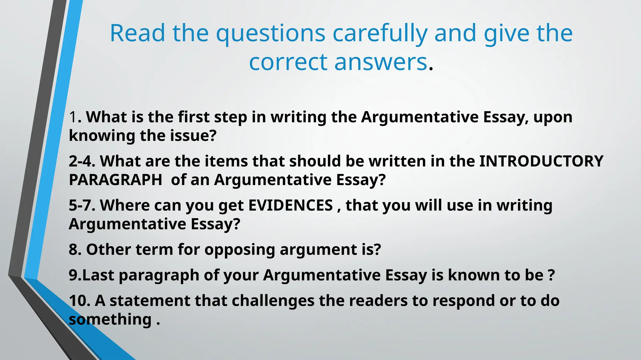 ARGUMENTATIVE ESSAY QUIZ Quarter3-M1.pptx