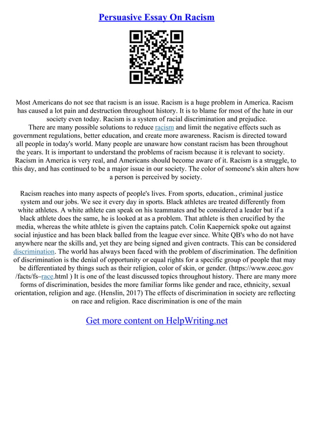 Argumentative Essay Racism | PDF